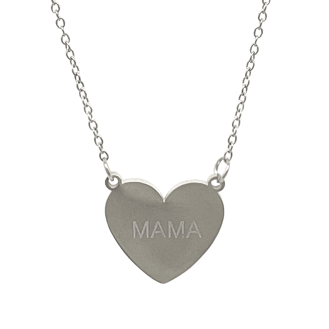 Tarnish Resistant Rhodium Plated Mama Heart Necklace ADORNIA
